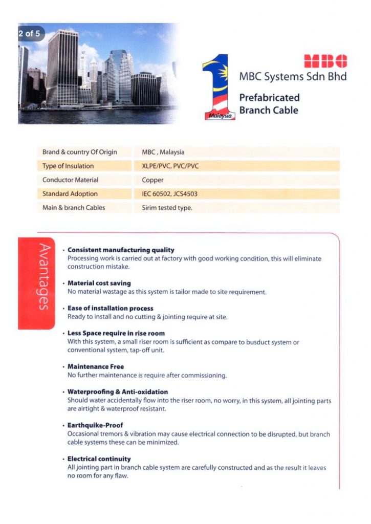 MBC Branch Cable System - SME ELECTRIC SDN. BHD.